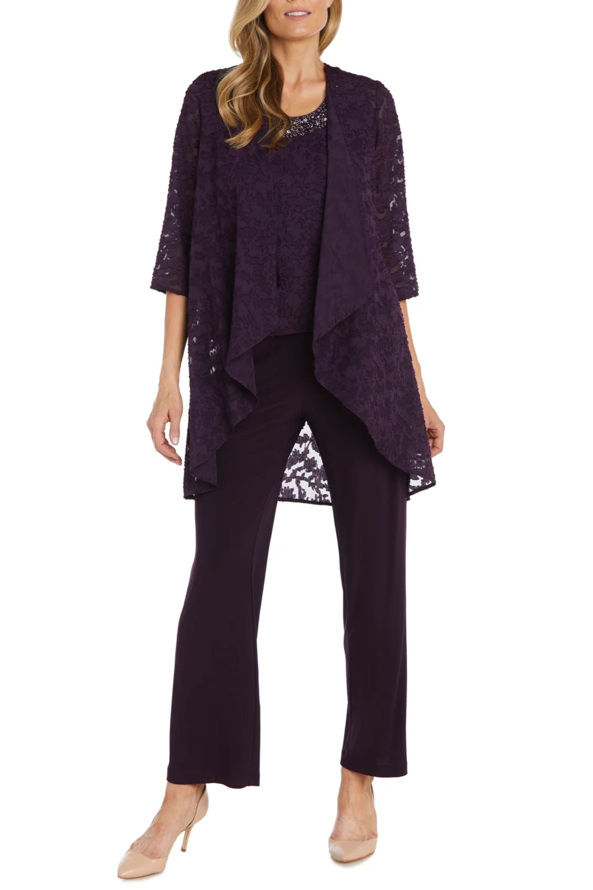 RM Richards Beaded Burnout Chiffon 3-Piece Set – New Yorker's Apparel