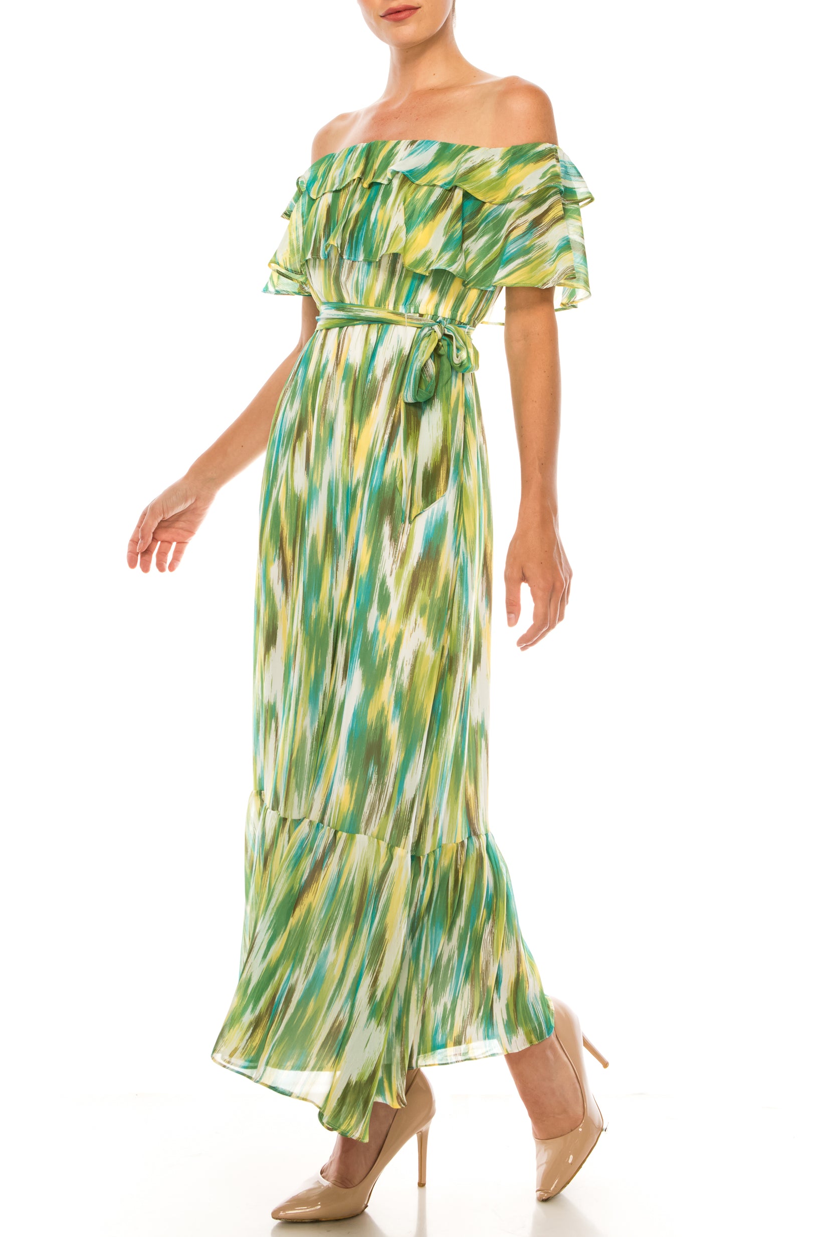 Donna Morgan Soft White Avocado Multi Print Midi Dress – New Yorker's ...