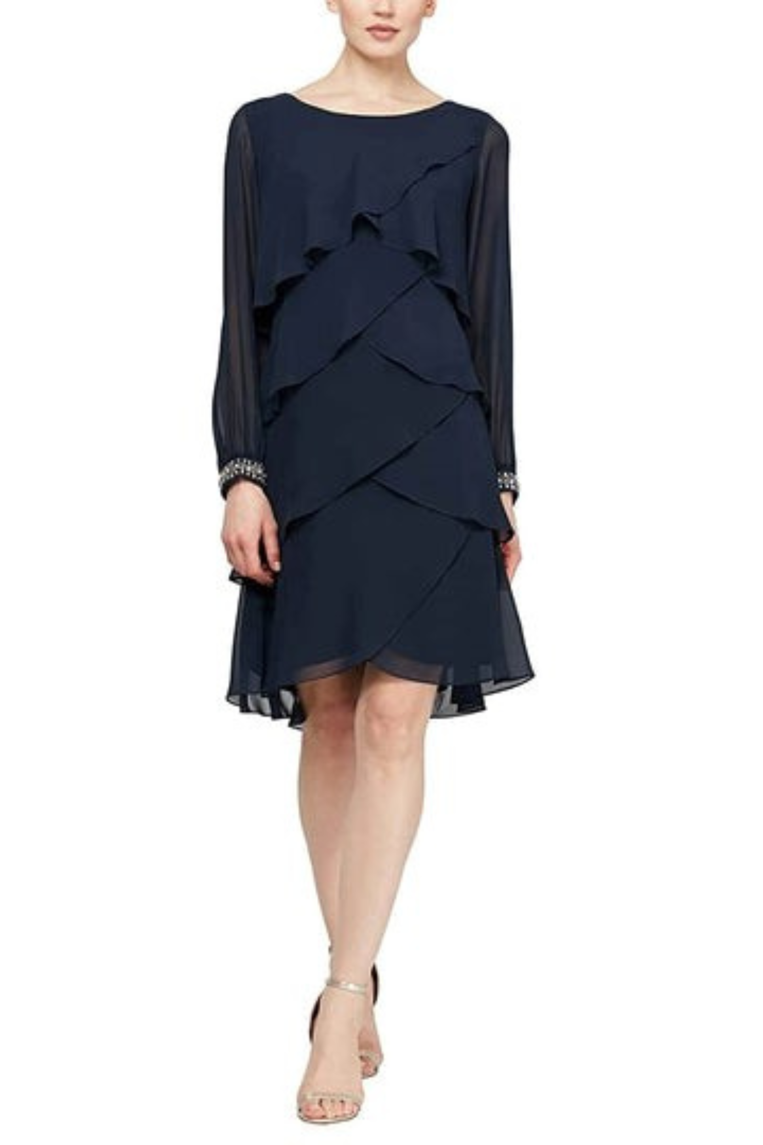 Ignite Long Sleeve Tiered Short Evening Dress – New Yorker's Apparel