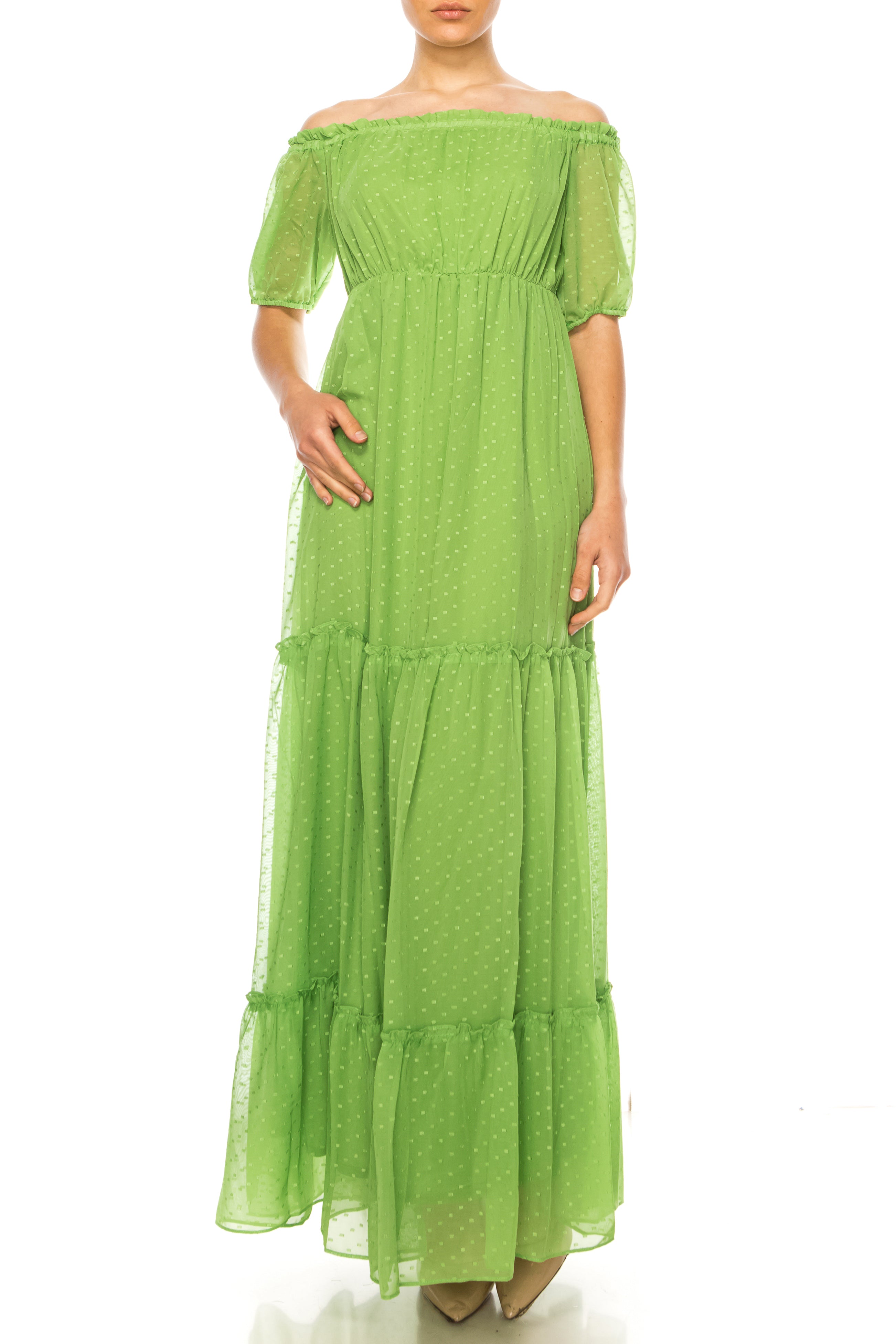 Maison Tara Short Sleeve Tiered Maxi Dress – New Yorker's Apparel
