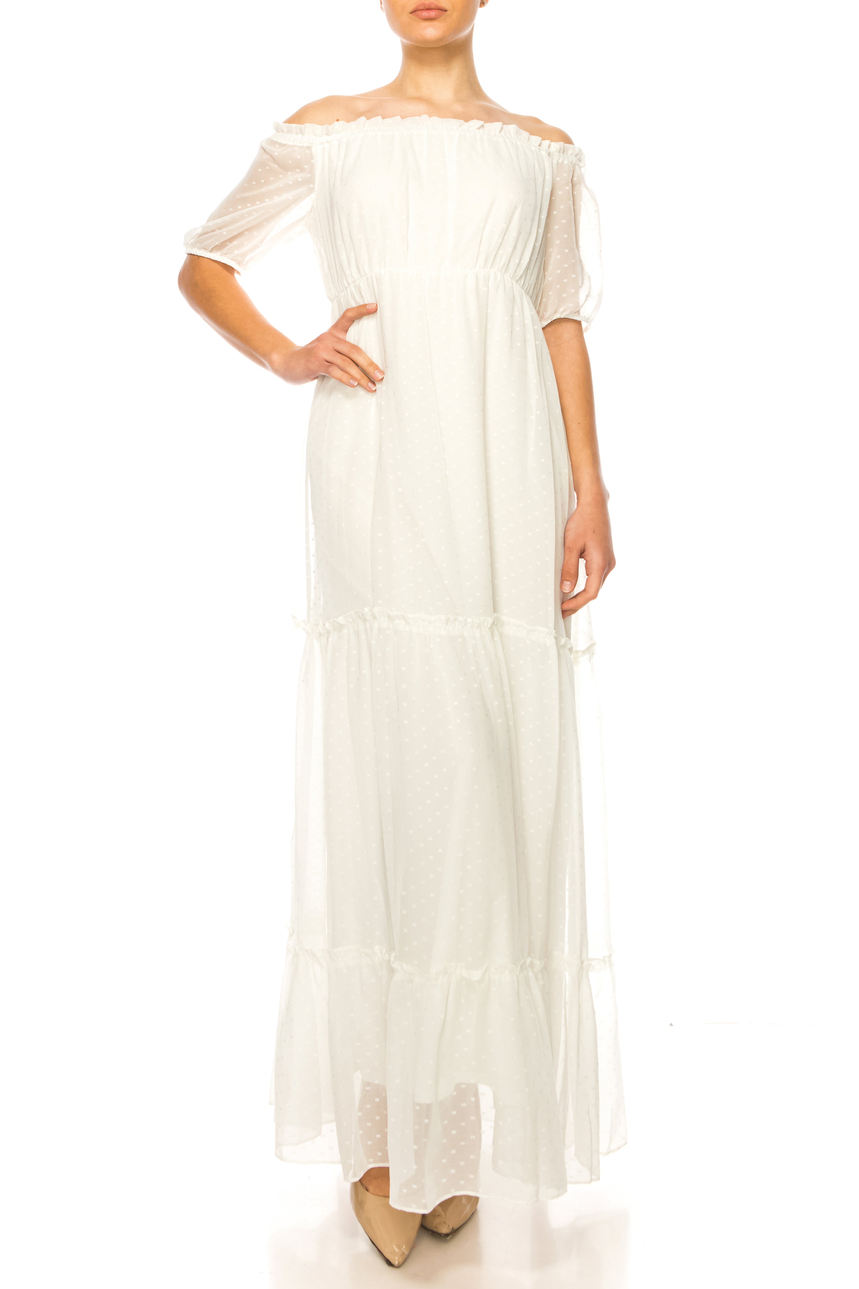 Maison Tara Short Sleeve Tiered Maxi Dress – New Yorker's Apparel