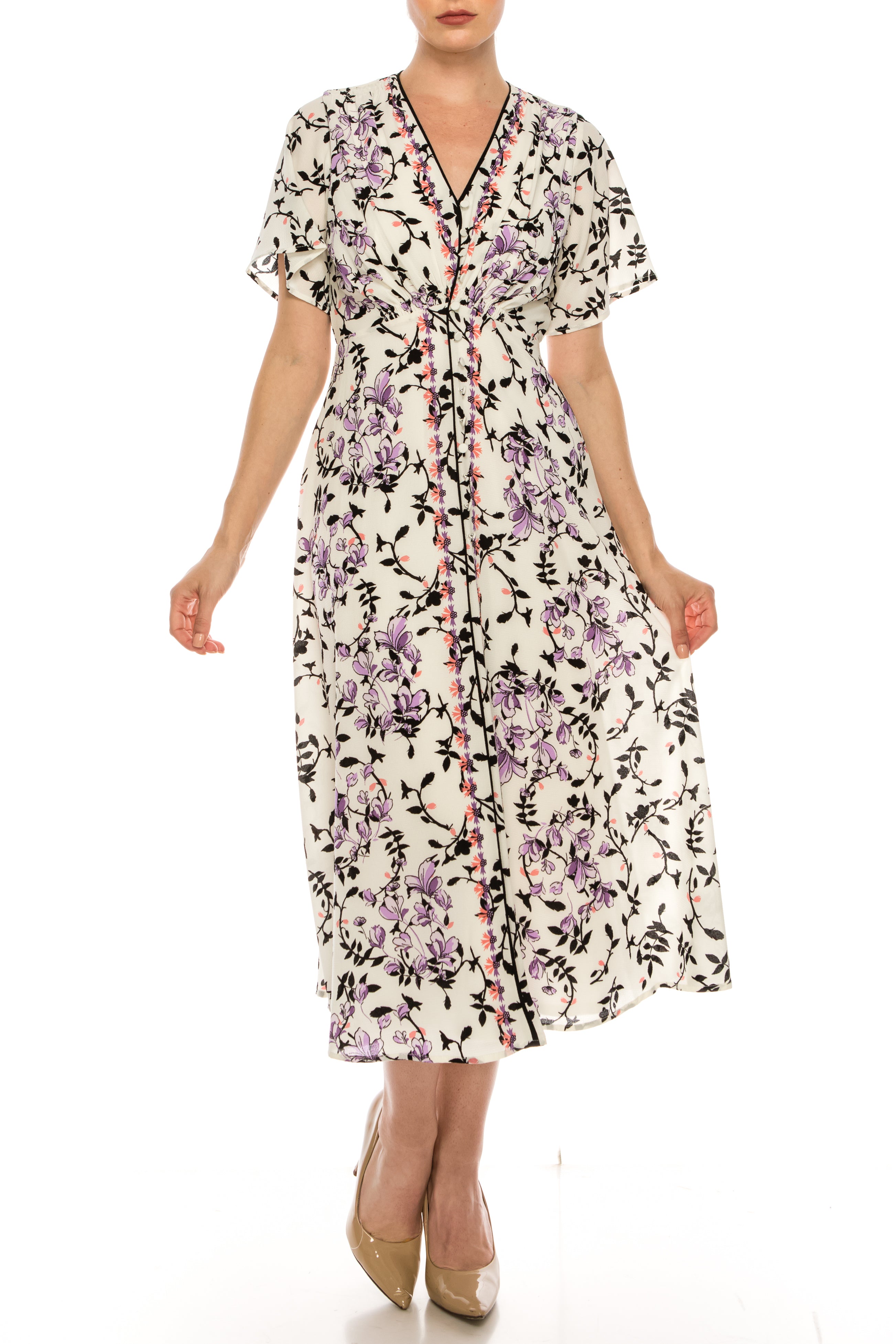 Maison Tara Short Sleeve Midi Dress – New Yorker's Apparel