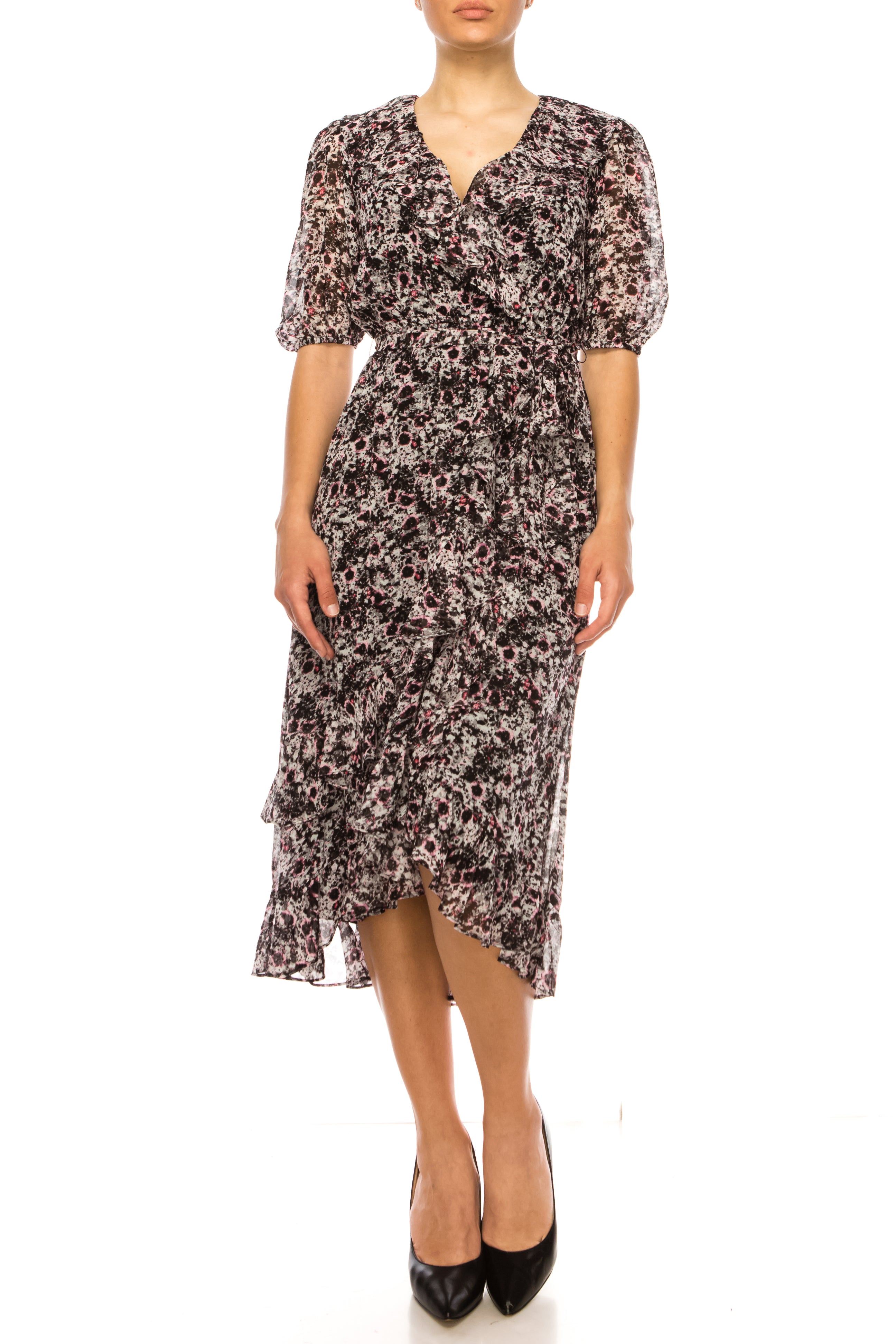 Maison Tara Short Sleeve Multilayered Ruffle Dress – New Yorker's Apparel