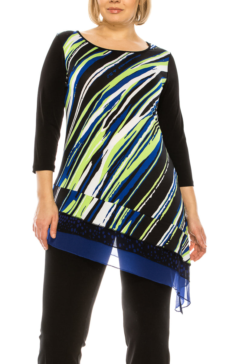 Nygard Neon Waves Multi Print 3/4 Sleeve Top – New Yorker's Apparel