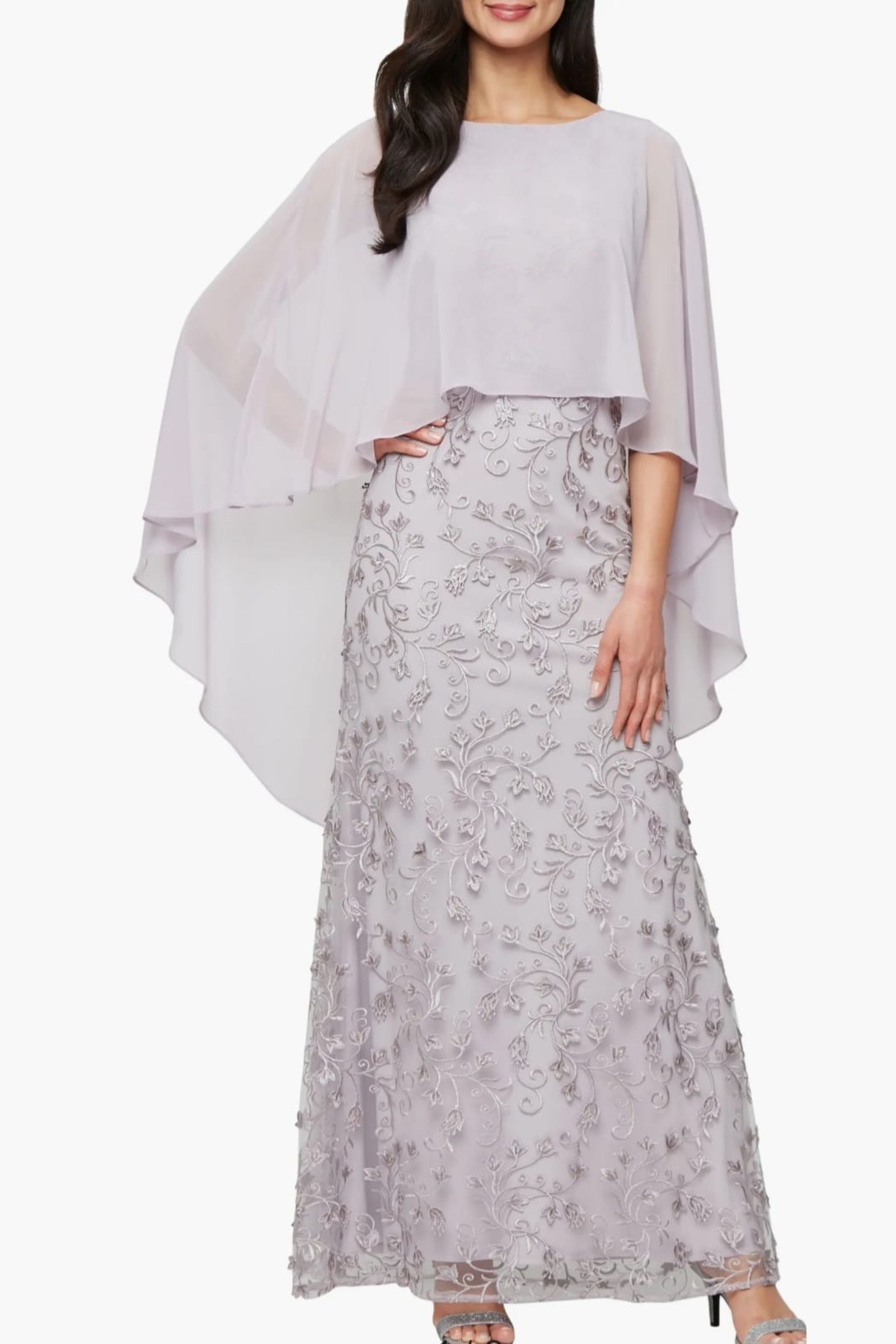 SLNY Chiffon Caplet Long Mother of the Bride Dress – New Yorker's Apparel