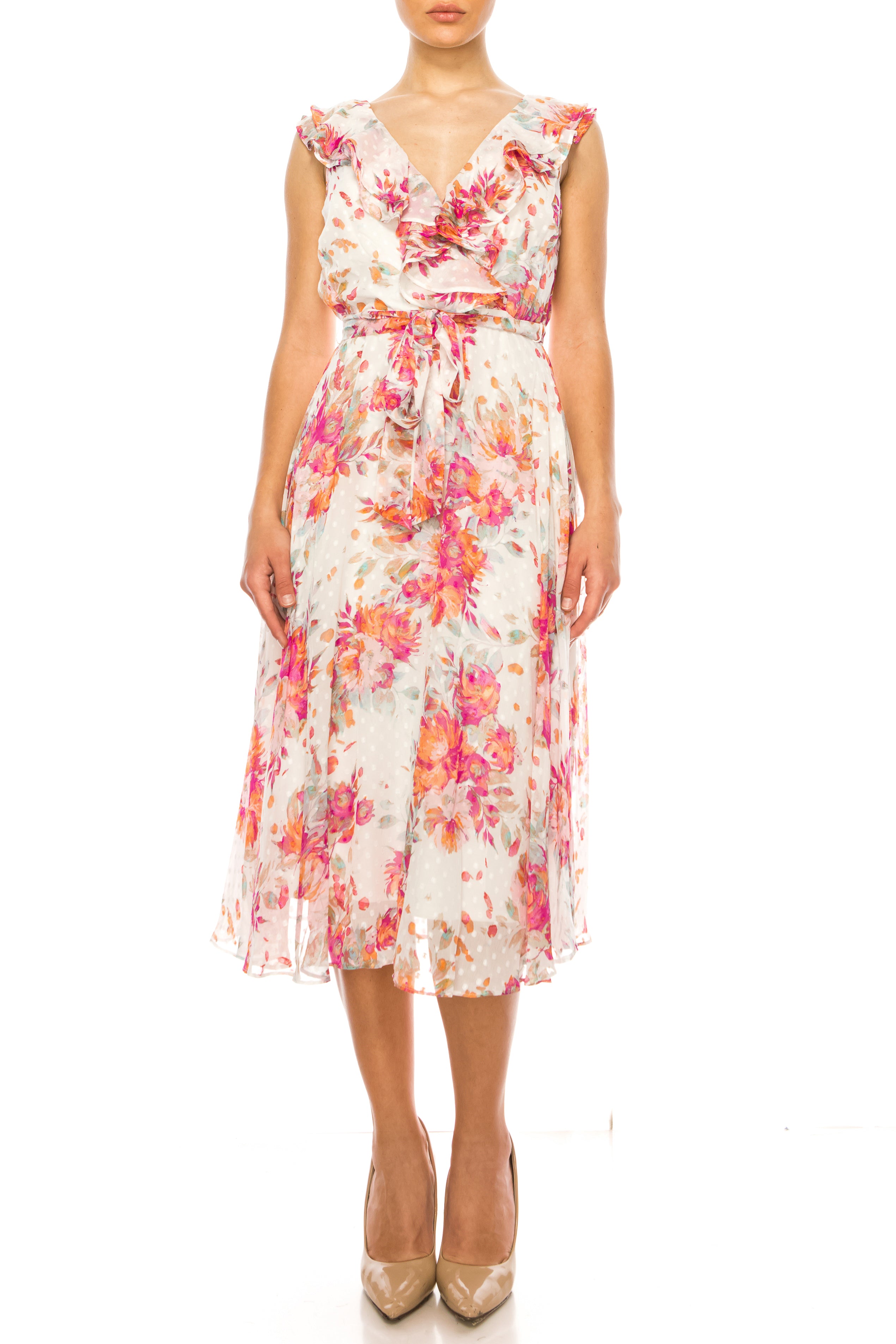 Maison Tara Floral Sleeveless Midi Dress – New Yorker's Apparel