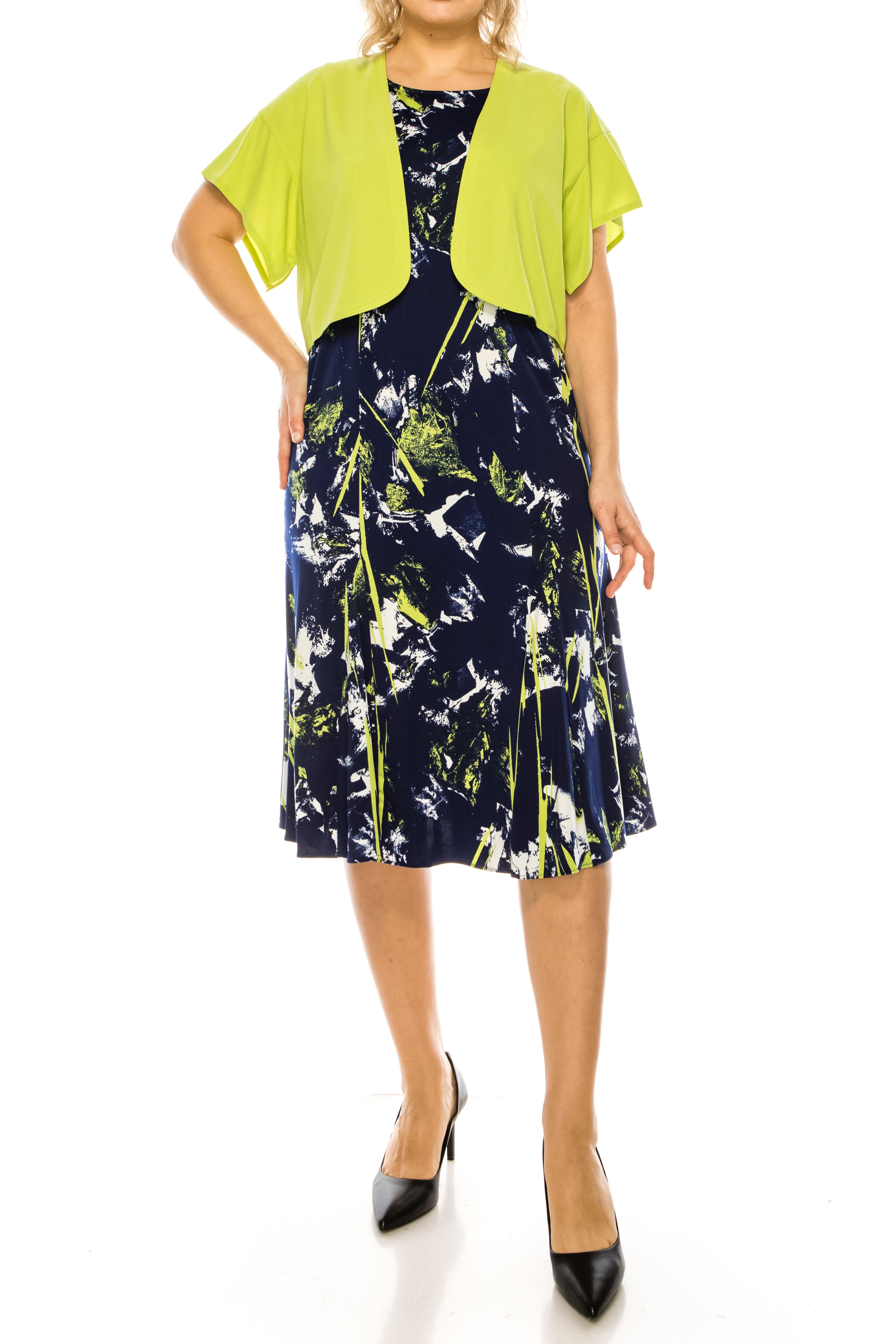 Maya Brooke Navy Lime 2 Piece Jacket Dress – New Yorker's Apparel