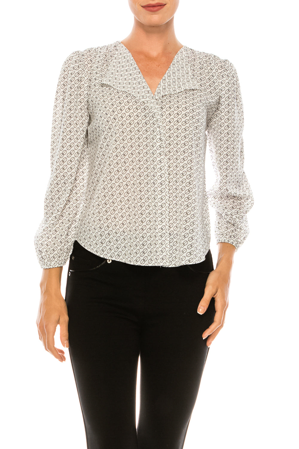 Milano Split Neck Princess Long Sleeve Blouse – newyorkersapparel